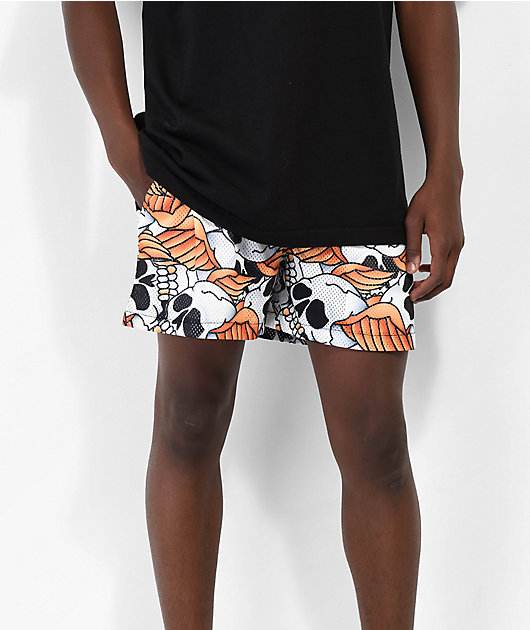 Empyre Skull Print Orange Mesh Shorts | Zumiez Empyre Skull Print Orange Mesh Shorts | Zumiez