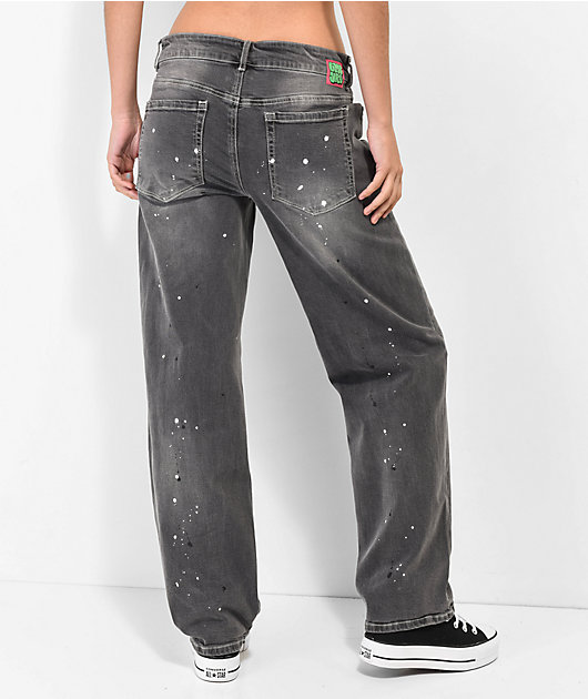 Empyre Tara Splatter Grey Low Rise Denim Skate Jeans | Zumiez