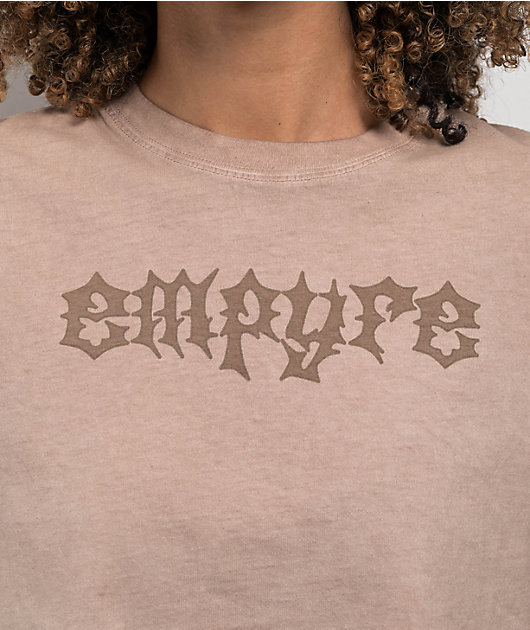 Empyre Tavia Brown Wash Boxy Crop T-Shirt | Zumiez