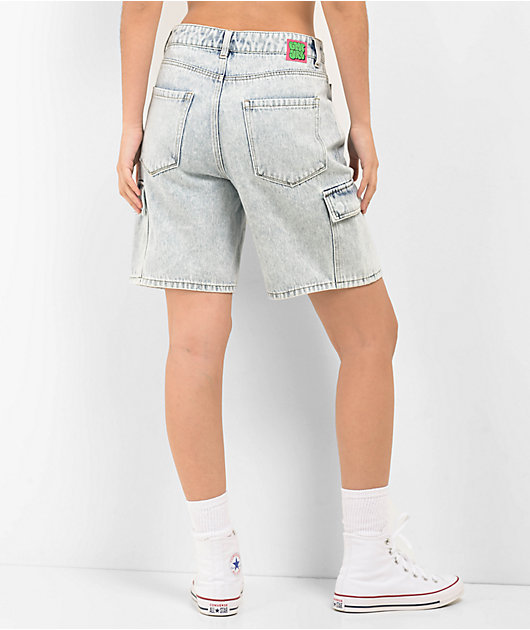 Empyre Tori Blue Acid Wash Denim Cargo Shorts | Zumiez
