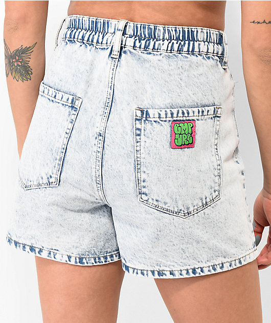 Empyre Tori Blue Pleated Denim Skate Shorts