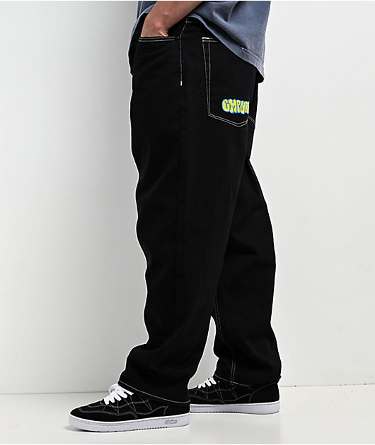 Empyre Ultra Loose Fit Embroidered Black Skate Jeans | Zumiez