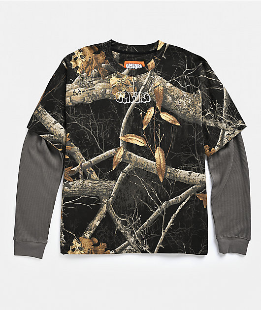 Empyre x Realtree Black Camo & Grey 2Fer Long Sleeve T-Shirt | Zumiez