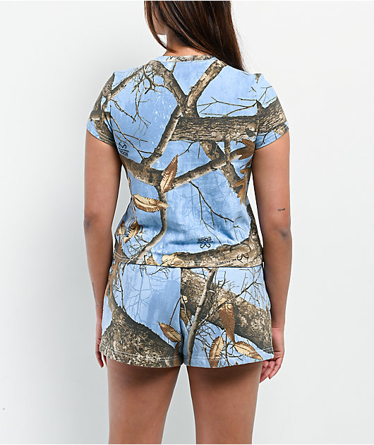 Empyre x Realtree Edge Blue Camo Boxy Crop T-Shirt | Zumiez