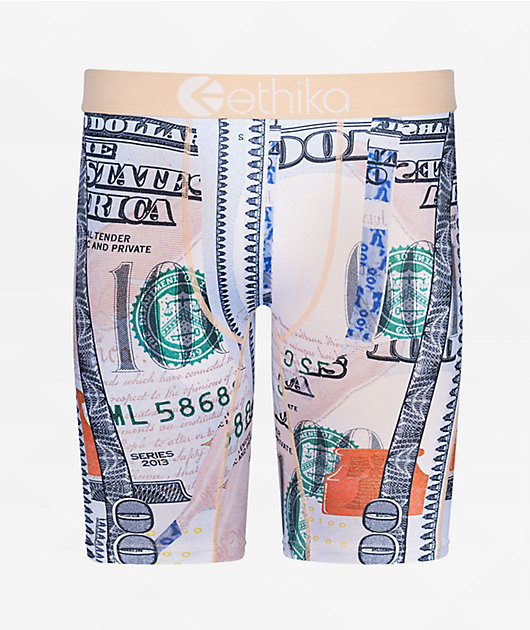 Ethika Kids Blue Hunnids Natural Boxer Briefs | Zumiez