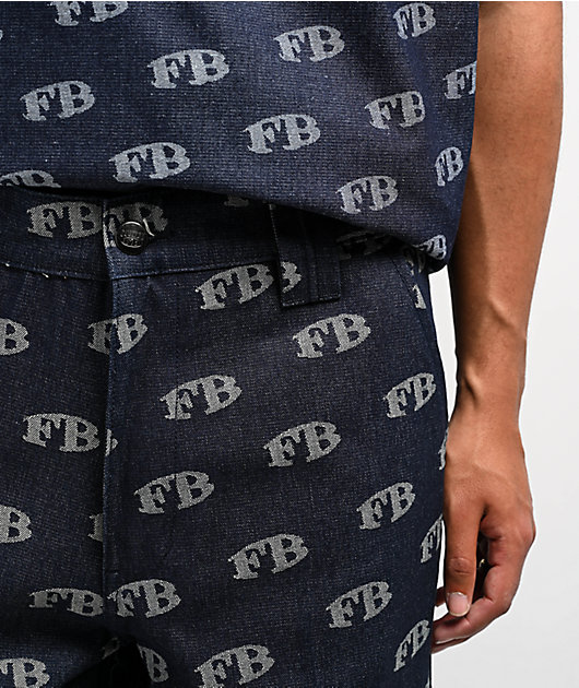 FB County All Over Print Blue Cargo Jeans | Zumiez