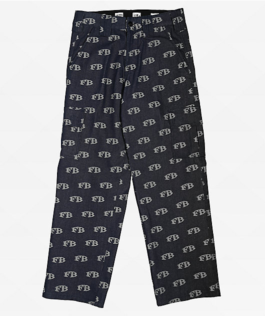 FB County All Over Print Blue Cargo Jeans | Zumiez