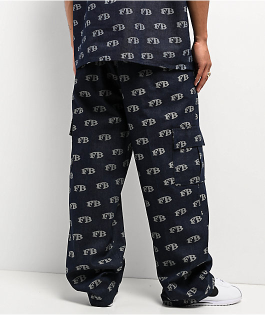 FB County All Over Print Blue Cargo Jeans | Zumiez