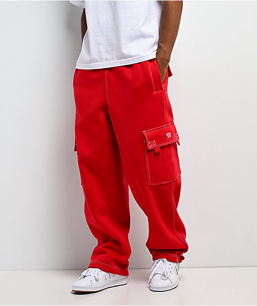 FB County Contrast Red Cargo Sweatpants | Zumiez