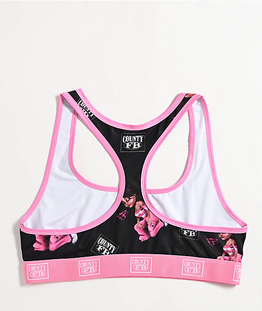 FB County Homegirl Black & Pink Sports Bra | Zumiez