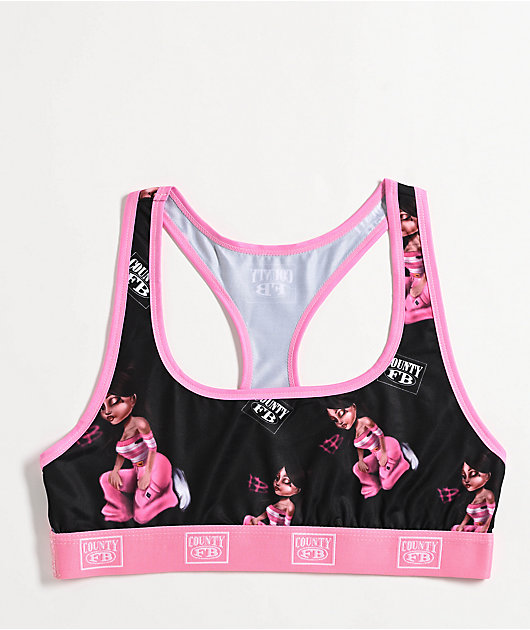 FB County Homegirl Black & Pink Sports Bra | Zumiez