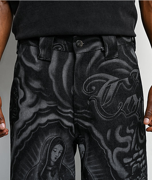 FB County Inked Up Black Baggy Denim Jeans | Zumiez