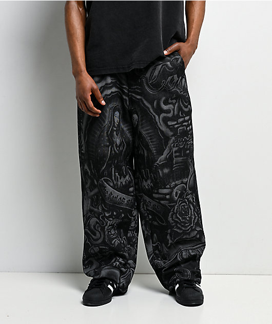 FB County Inked Up Black Baggy Denim Jeans | Zumiez