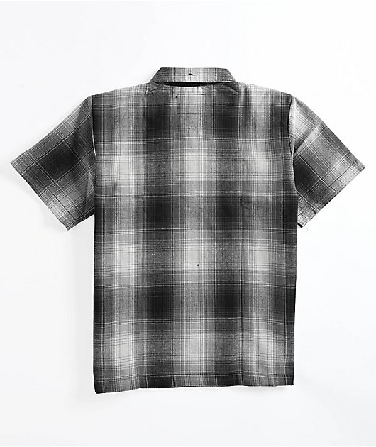 FB County Kids Checker Grey Half Zip Short Sleeve Flannel Shirt | Zumiez