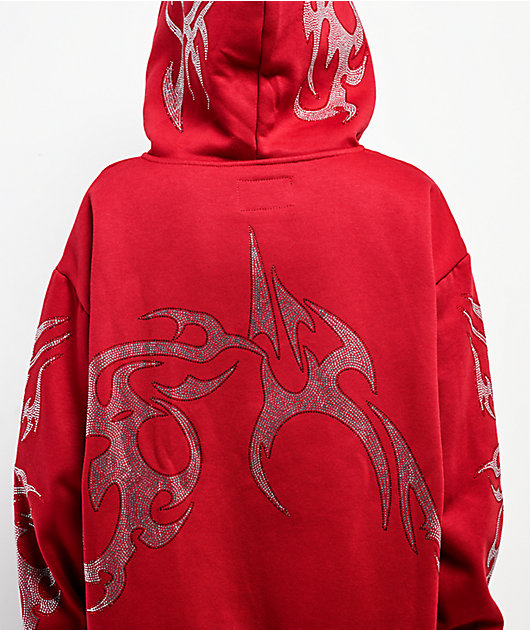 FB County Rhinestone Red Zip Hoodie | Zumiez