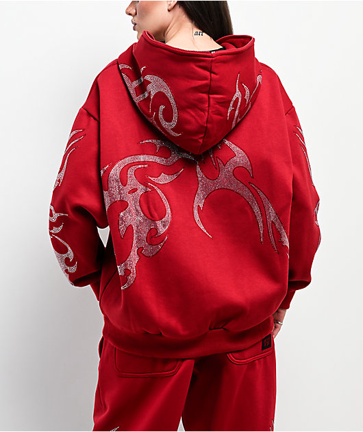 FB County Rhinestone Red Zip Hoodie | Zumiez