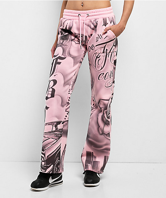 FB County Tatted Up Pink Straight Leg Sweatpants | Zumiez