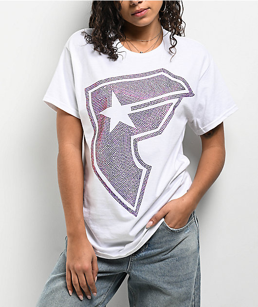 Famous Stars & Straps BOH Rhinestone White T-Shirt | Zumiez