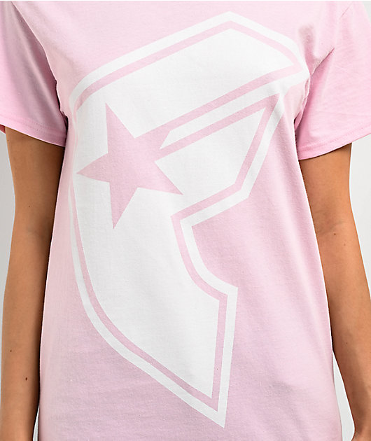 Famous Stars & Straps BOH White "F" Pink T-Shirt | Zumiez