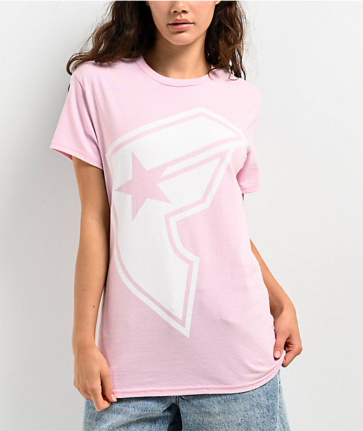 Famous Stars & Straps BOH White "F" Pink T-Shirt | Zumiez