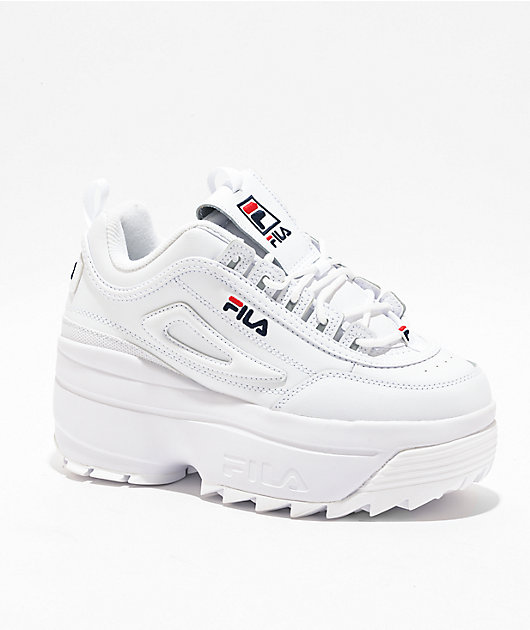 Fila Disruptor 2 Wedge White Platform Shoes | Zumiez