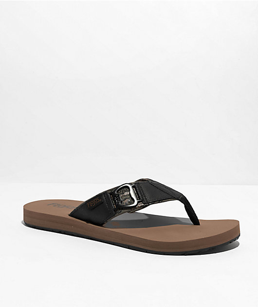Flojos Estilier Lite Black Camo & Tan Sandals | Zumiez