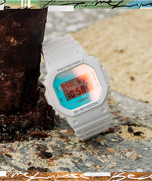 G-Shock DW5600TL-7 White & Turquoise Digital Watch | Zumiez