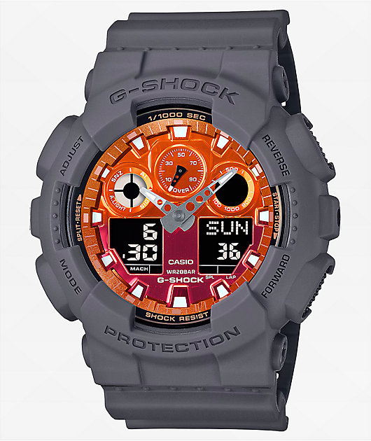 G-Shock GA100FL-8A Black & Red Vapor Analog & Digital Watch | Zumiez