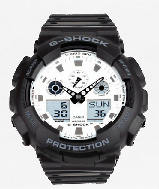 G-Shock GA100WD-1A Black & Brilliant White Analog & Digital Watch | Zumiez
