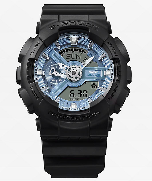 G-Shock GA110CD-1A2 Black & Ice Blue Analog Watch | Zumiez
