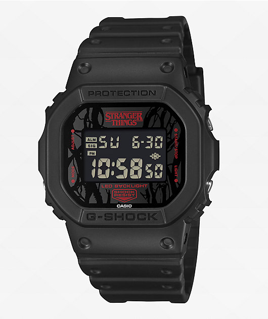 G-Shock x Stranger Things DW5600STT-1 Black & Red Digital Watch | Zumiez