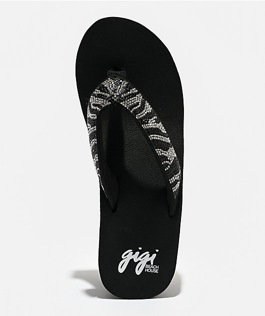 Gigi Silvi Zebra Rhinestone Black Platform Sandals | Zumiez