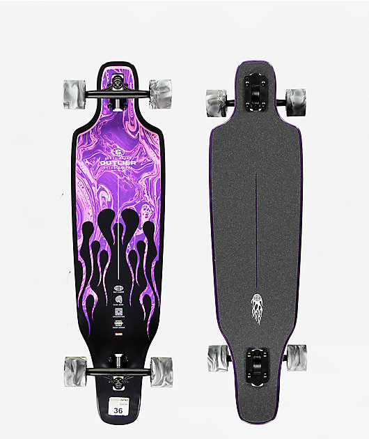 Globe Outlier Purple Flame 36" Drop Through Longboard Complete | Zumiez