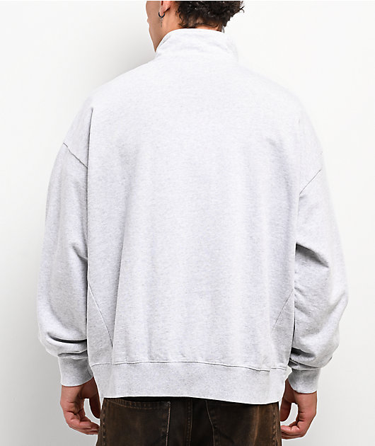 HUF Arch Enzyme Heather Grey Quarter Zip Sweatshirt | Zumiez