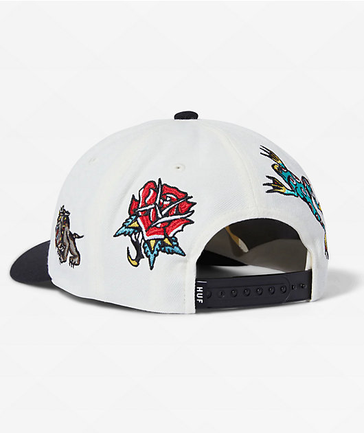 HUF Bledsoe 6 Panel White & Black Snapback Hat | Zumiez