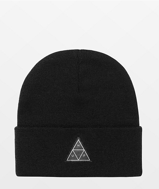 HUF Essentials Triple Triangle Black Beanie | Zumiez