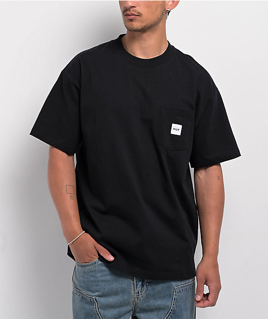 HUF Set Box Logo Black Pocket T-Shirt | Zumiez