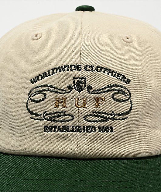 HUF Worldwide Clothiers Natural & Green Strapback Hat | Zumiez
