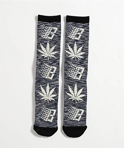 HUF x Bronze 56K Plantlife Marled Black Crew Socks | Zumiez