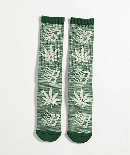 HUF x Bronze 56K Plantlife Marled Green Crew Socks | Zumiez