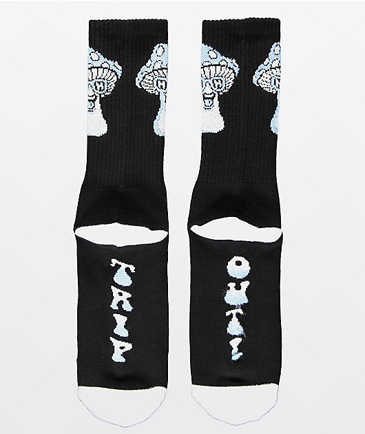 Happy Hour Mushroom Black Crew Socks | Zumiez