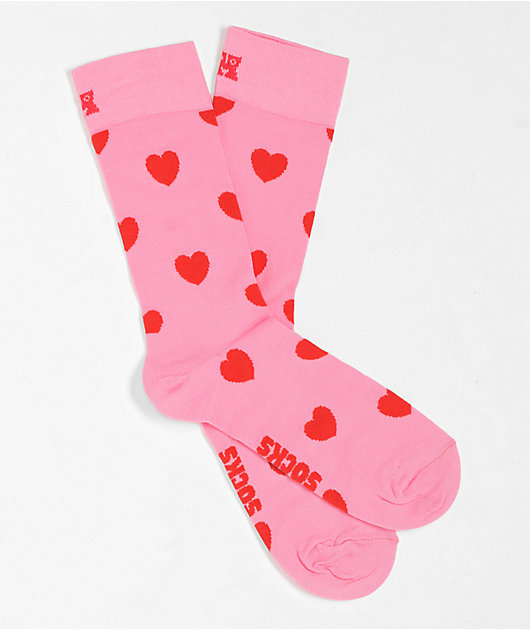 Happy Socks Heart Pink Crew Socks | Zumiez