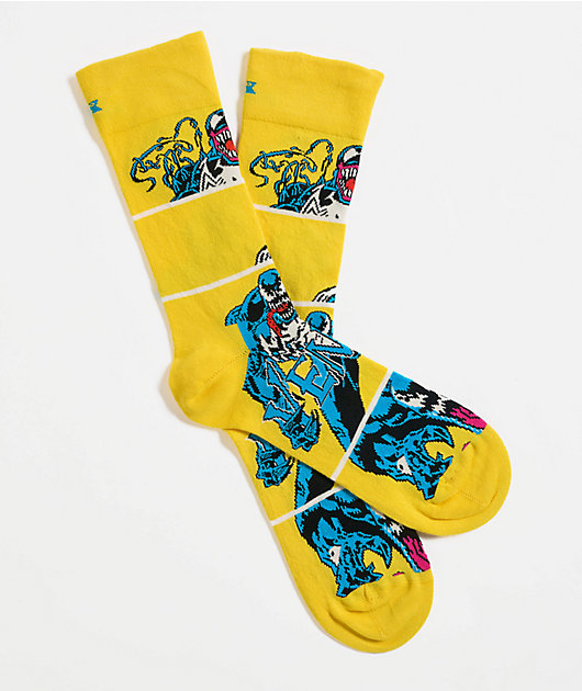 Happy Socks x Marvel Symbiote Yellow Crew Socks | Zumiez