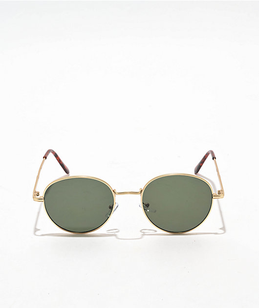Heritage Gold & Green Round Sunglasses | Zumiez