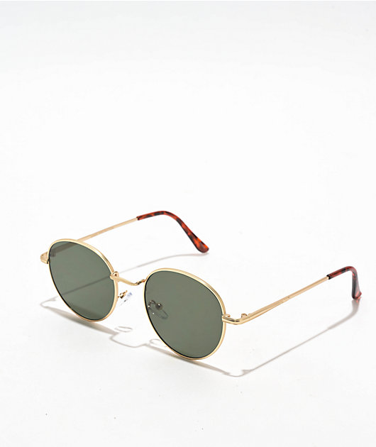 Heritage Gold & Green Round Sunglasses | Zumiez