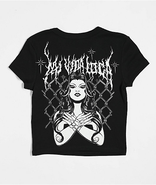 Hey Ruca Mi Vida Loca Black Crop T-Shirt | Zumiez