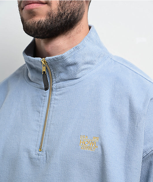 Howl Blue Corduroy Quarter Zip Sweatshirt | Zumiez