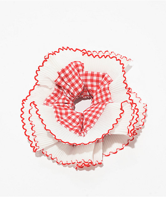 IGOU Red & White Gingham Oversized Scrunchie | Zumiez