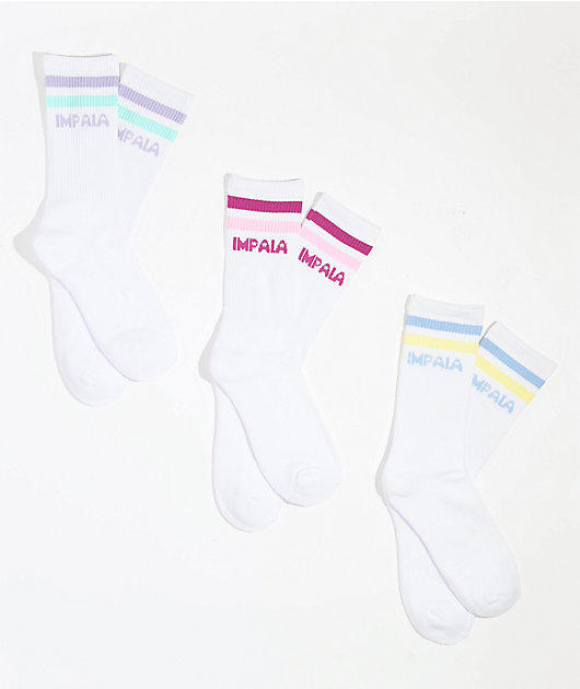 Impala Stripe Sock 3 Pack White Crew Socks | Zumiez