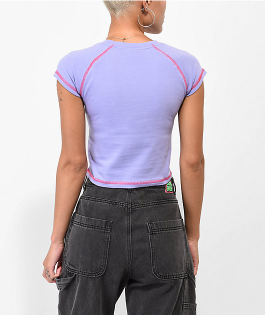 JV By Jac Vanek Dont Care Purple Crop T-Shirt | Zumiez